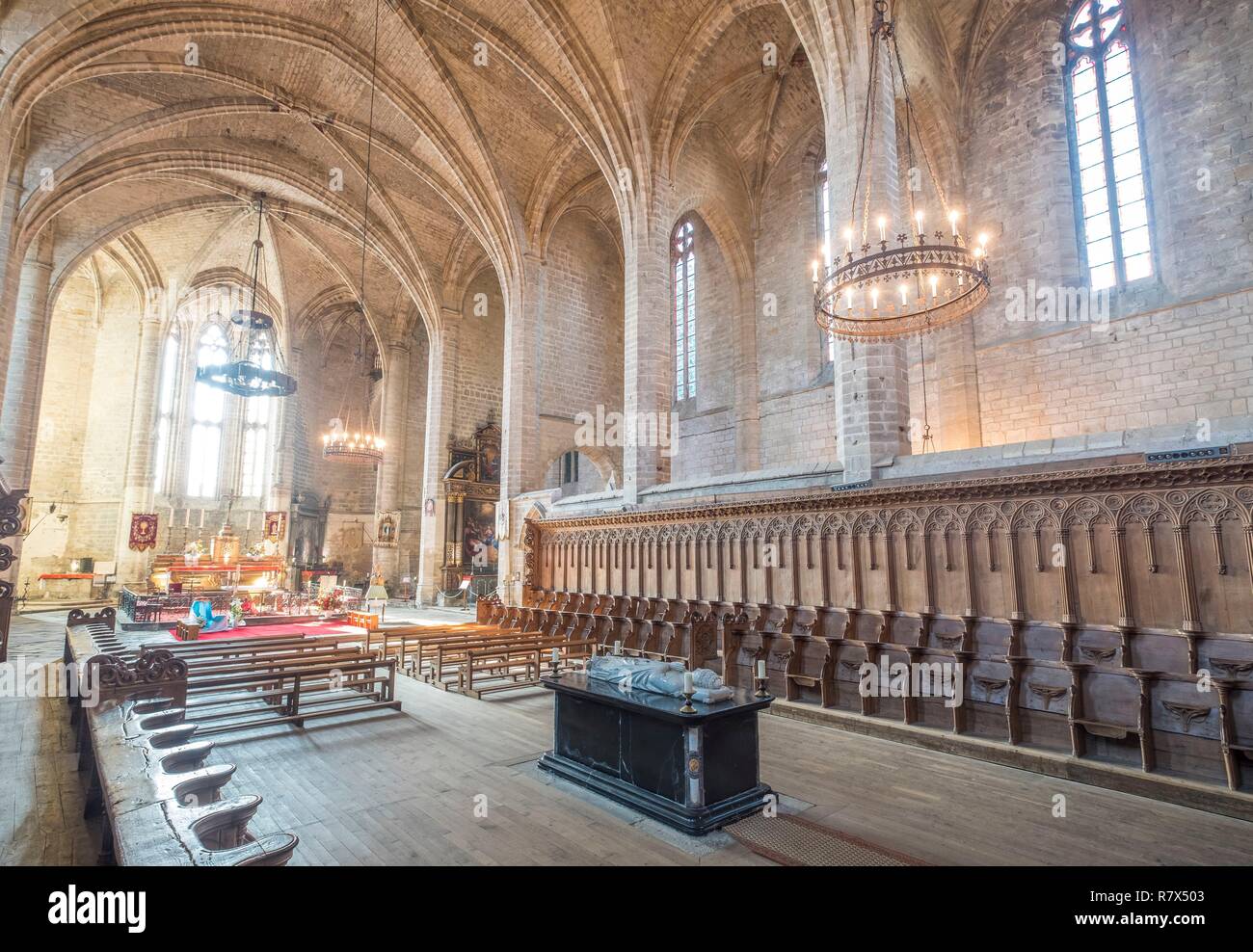 France, Haute Loire, La Chaise Dieu, Saint Robert abbey, choir stalls ...