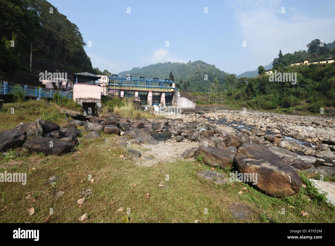 Bindu Barrage across river Jaldhaka at India-Bhutan border in ...