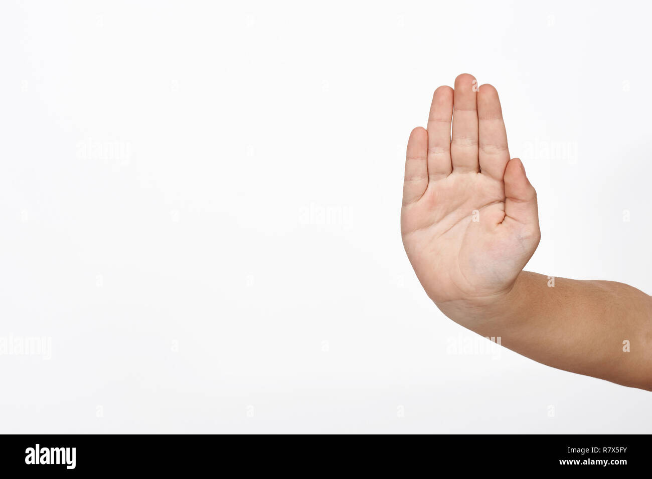 Child hand shows the stop sign Stock Photo - Alamy