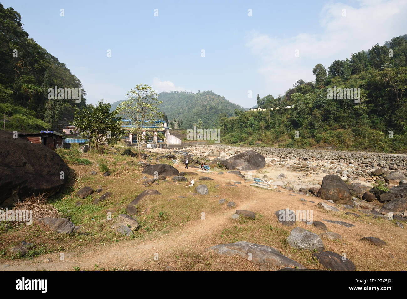 Bindu Barrage across river Jaldhaka at India-Bhutan border in ...