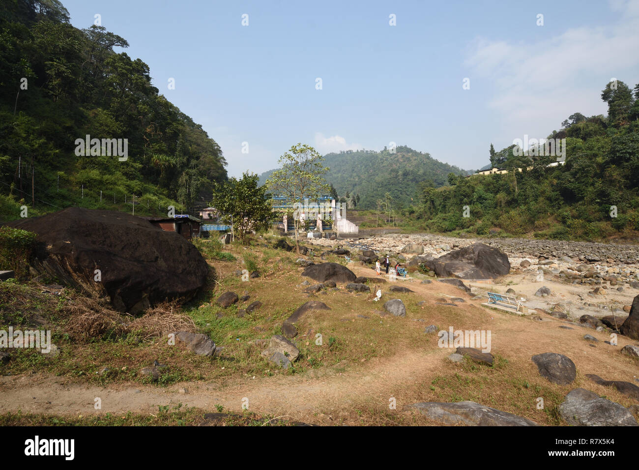 Bindu Barrage across river Jaldhaka at India-Bhutan border in ...