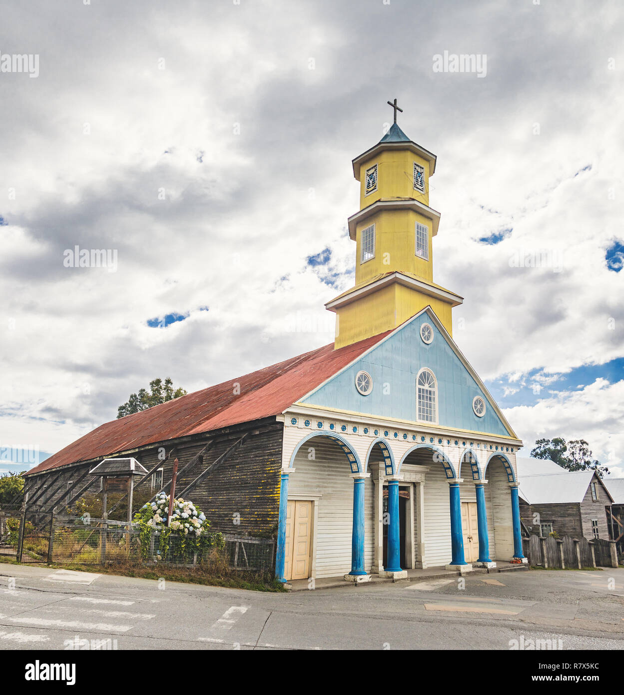 Chonchi Church at Plaza de Armas Square - Chonchi, Chiloe Island, Chile ...