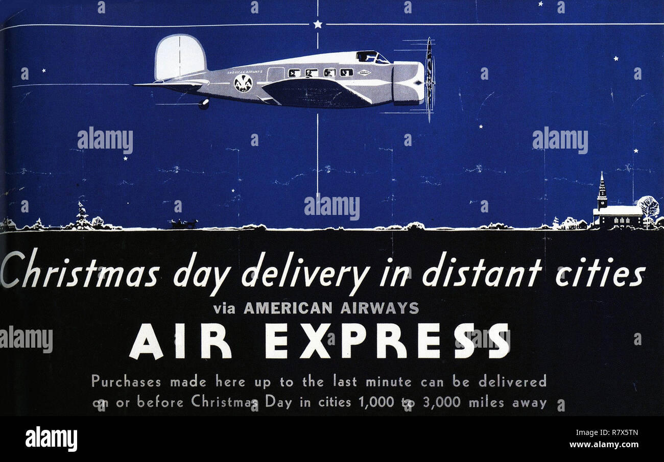 Air Express Christmas - Vintage Travel Poster Stock Photo - Alamy