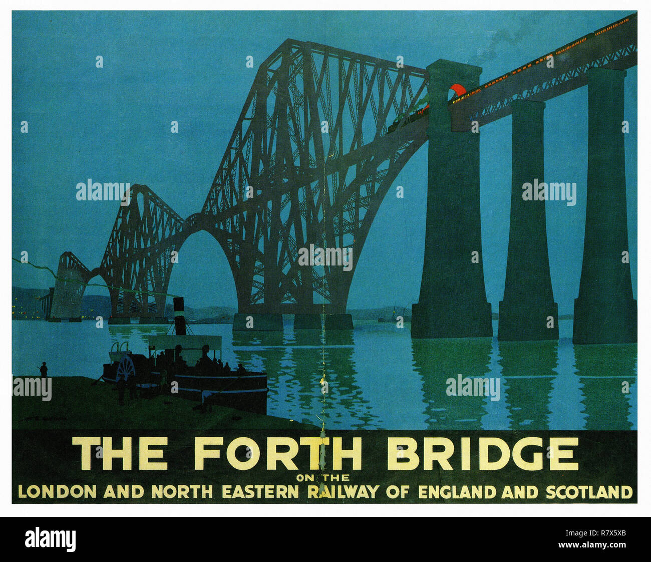 The Forth Bridge - Vintage Travel Poster Stock Photo - Alamy