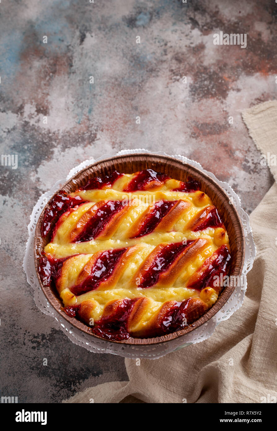 Fruit pie with copy space Stock Photo - Alamy
