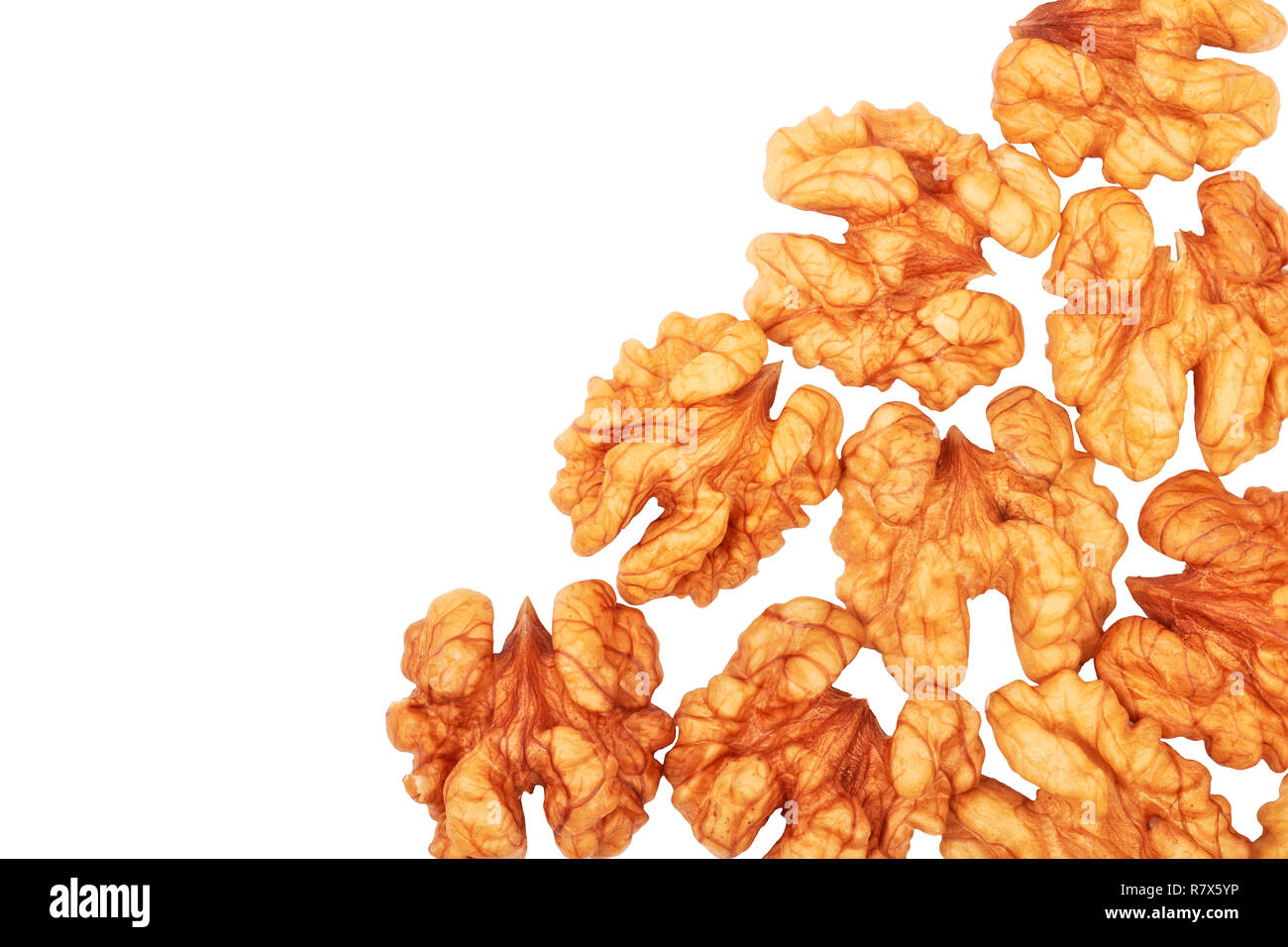 Walnut kernels isolated on white background, space for text Stock Photo ...