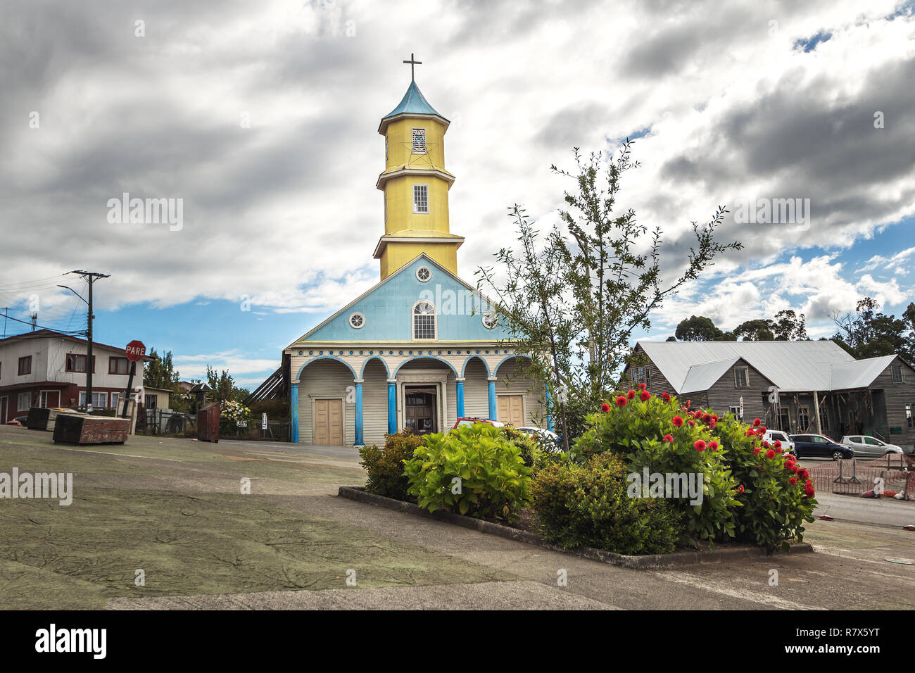 Chonchi Church at Plaza de Armas Square - Chonchi, Chiloe Island, Chile ...