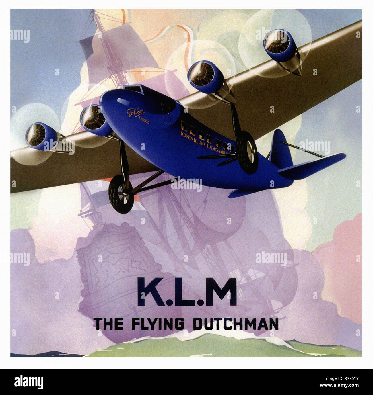 Klm And The Flying Dutchman - Vintage Travel Poster Stock Photo - Alamy