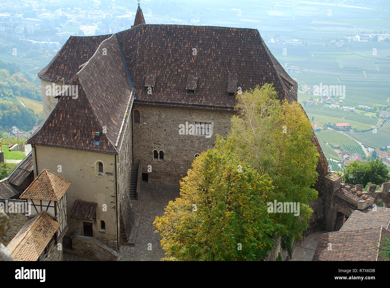The main building of Tyrol Castle in Tirolo, South Tyrol, Italy. Tyrol ...