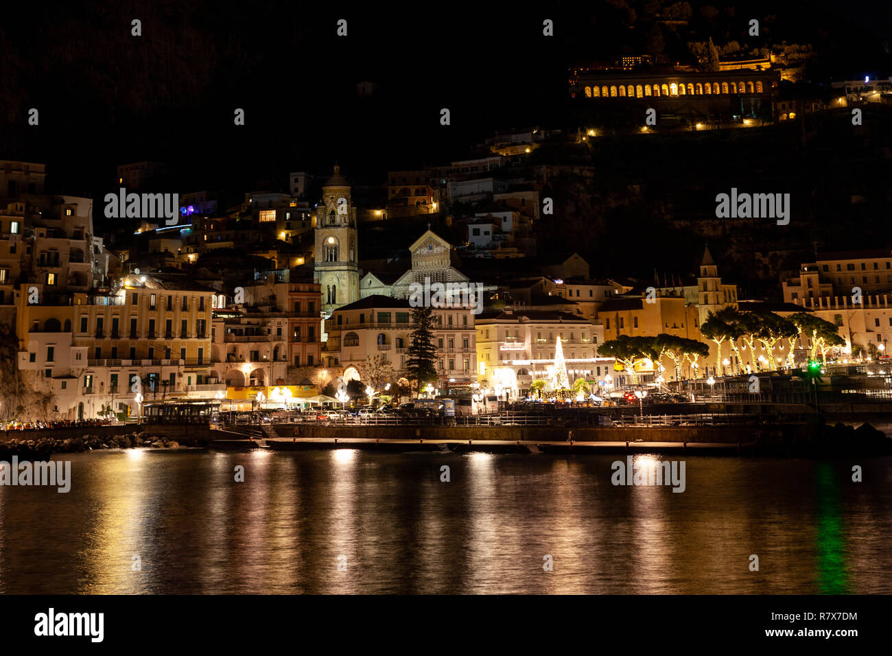 A night in Amalfi in the light of Christmas Stock Photo - Alamy