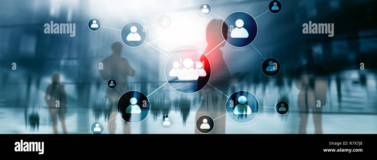 HR - Human resources management concept on blurred business center ...
