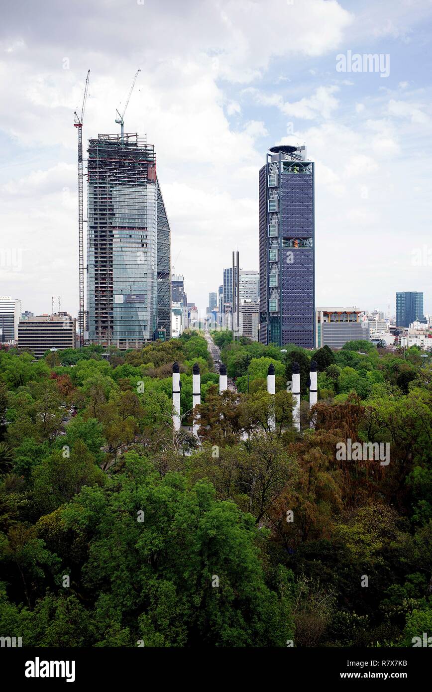 Mexico, Mexico City, Chapultepec Castle Terrace, View of Paseo de la ...