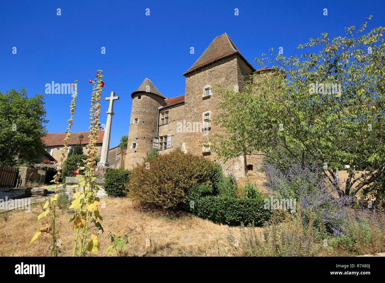 France, Saone et Loire, Pontus Castle Tyard Bissy sur Fley Stock Photo ...