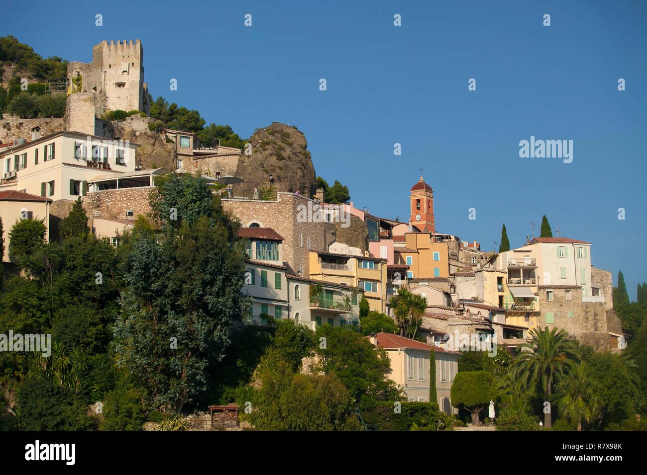 France, Alpes Maritimes, the hilltop village of Roquebrune Cap Martin ...