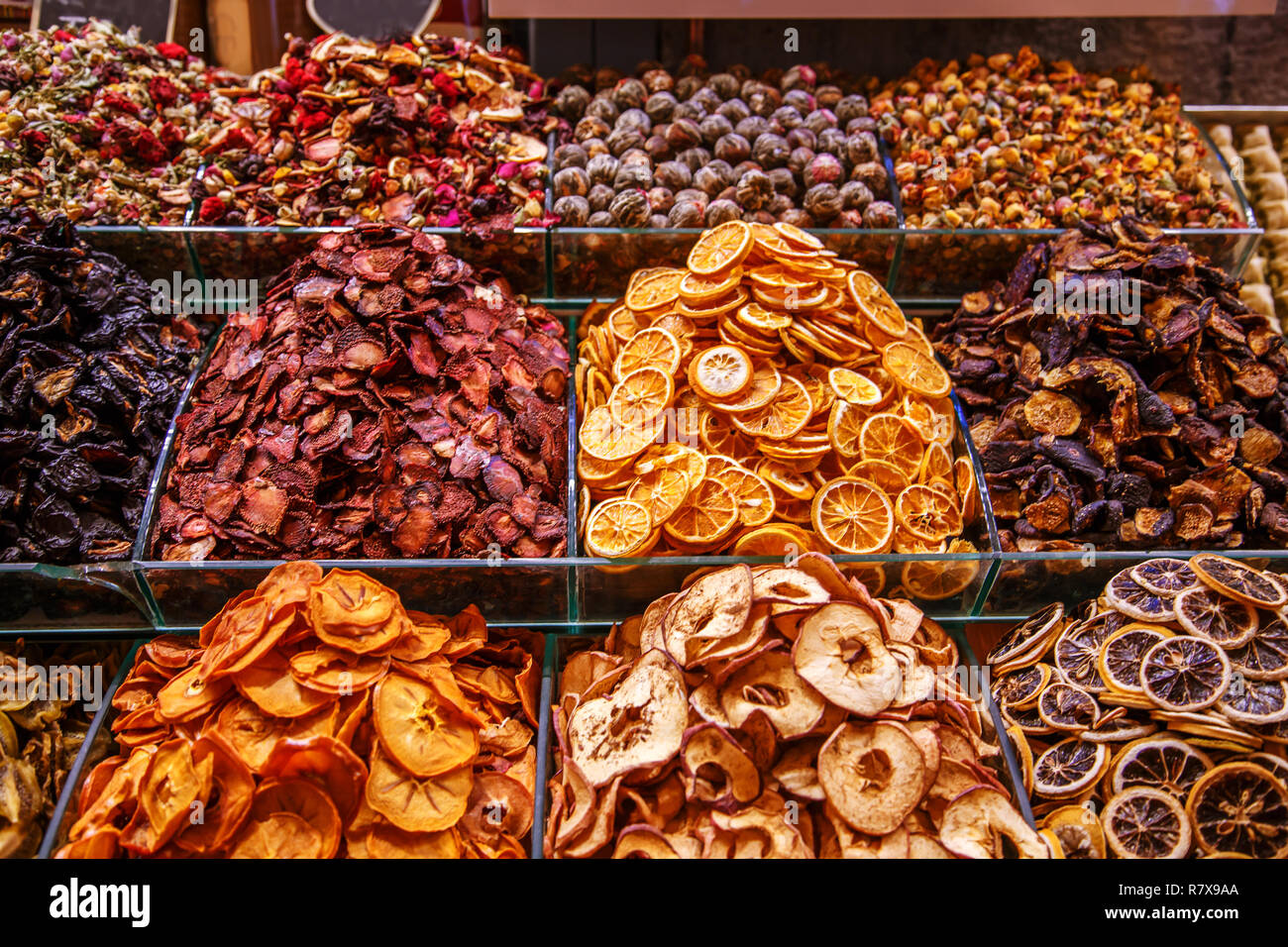 Dried fruits on the market in Turkey. Healthy food, healthy snack Stock ...