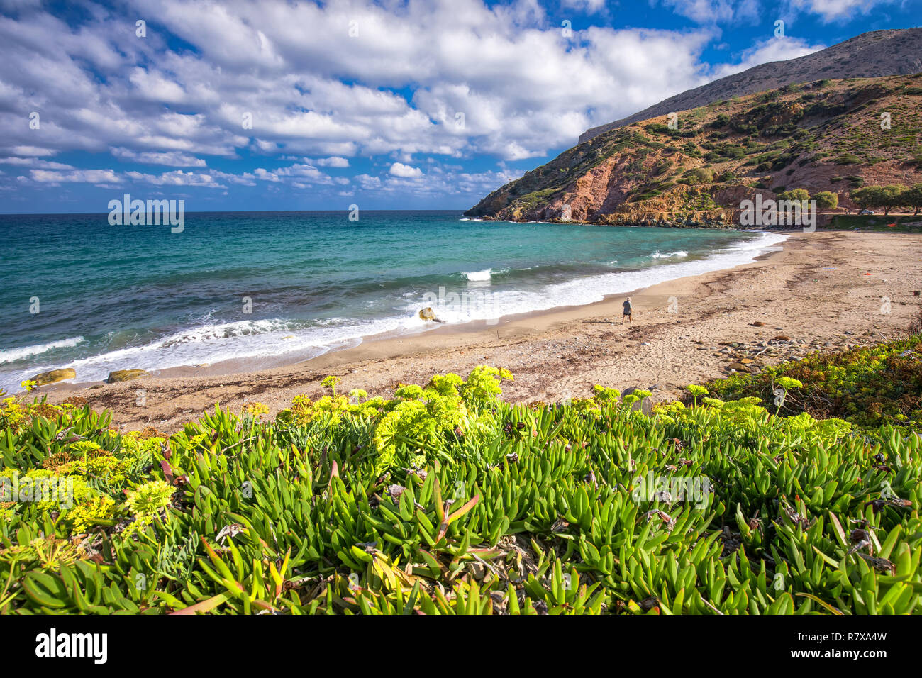 East beach on Crete island with azure clear water, Greece, Europe Stock ...