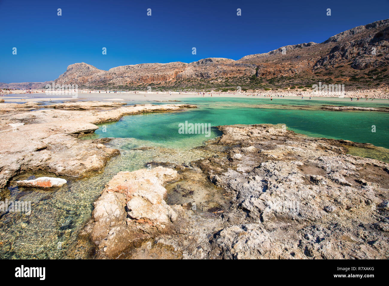 Balos lagoon on Crete island with azure clear water, Greece, Europe ...