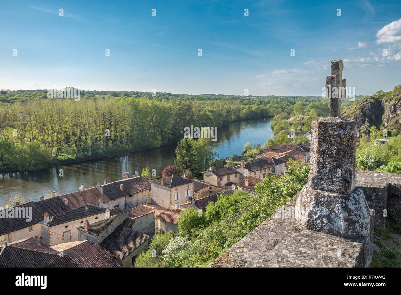 France, Charente, Saint Germain de Confolens, the roofs of Saint ...