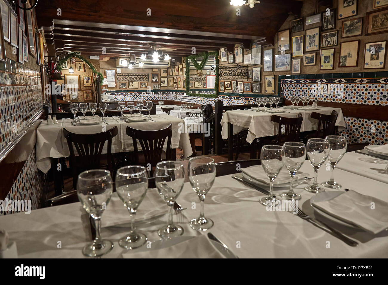 Famous traditional old spanish restaurant in Barcelona of Spain, his ...