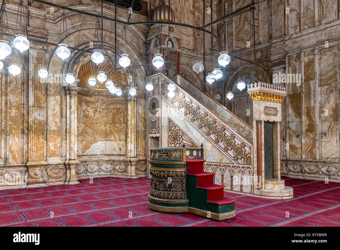 Cairo, Egypt - September 16, 2018: Interior of the Mosque of Muhammad ...