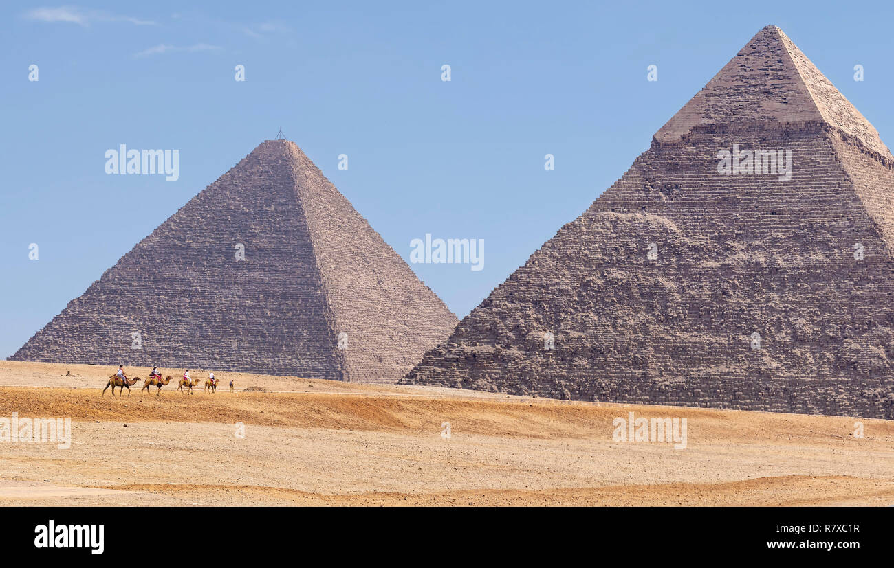 Panorama of the area with the great pyramids of Giza, Egypt Stock Photo ...