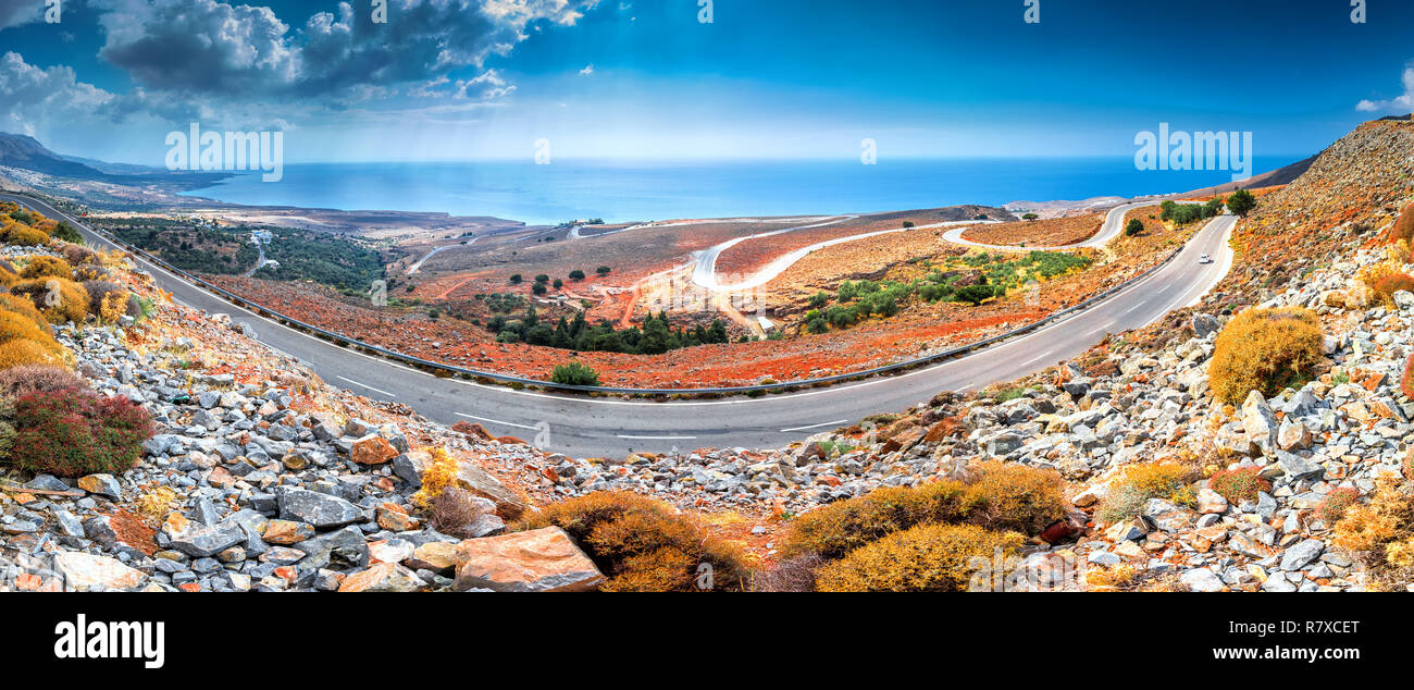 Road on Creta island, Greece, Europe Stock Photo - Alamy