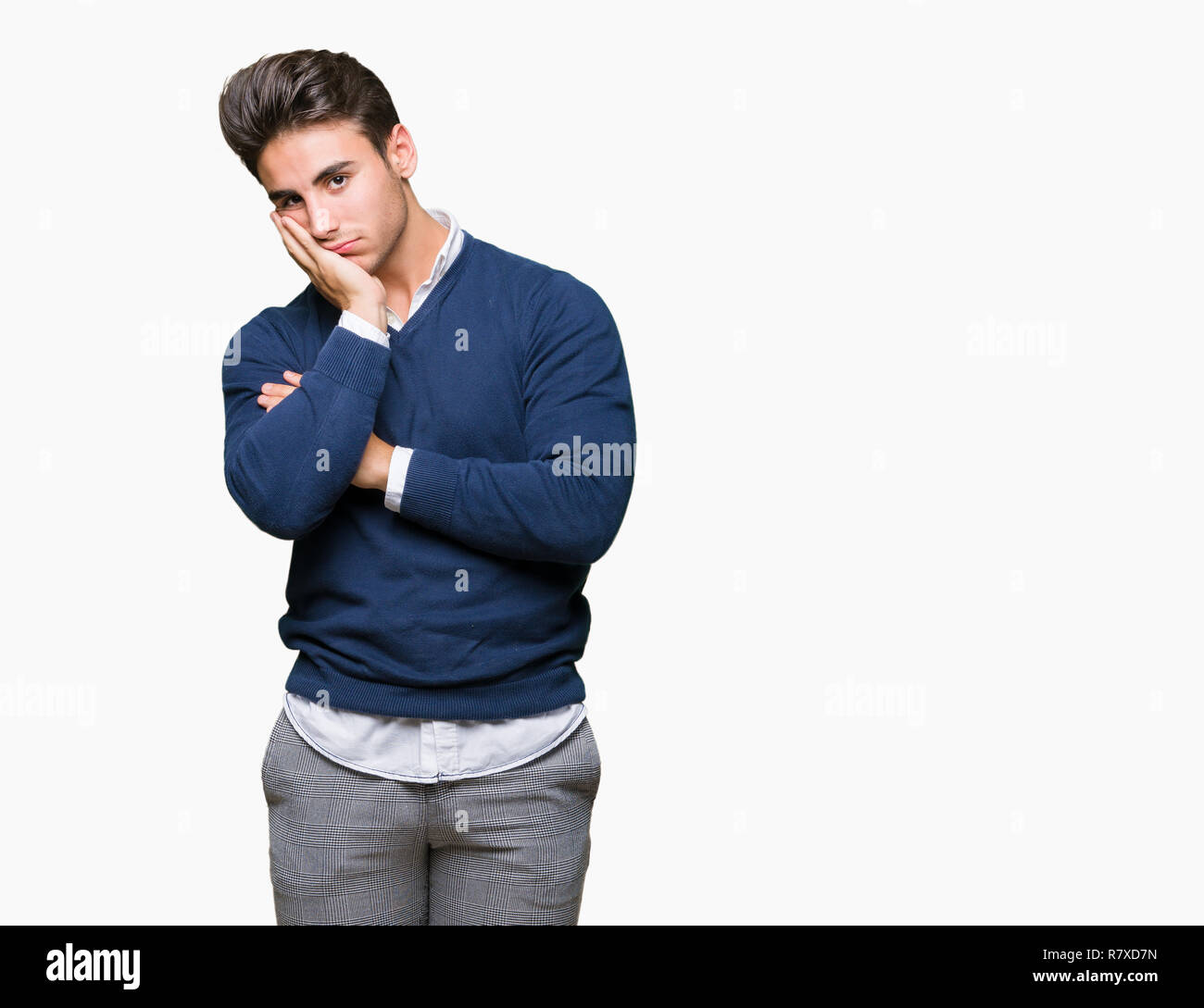 Young handsome business man over isolated background thinking looking ...