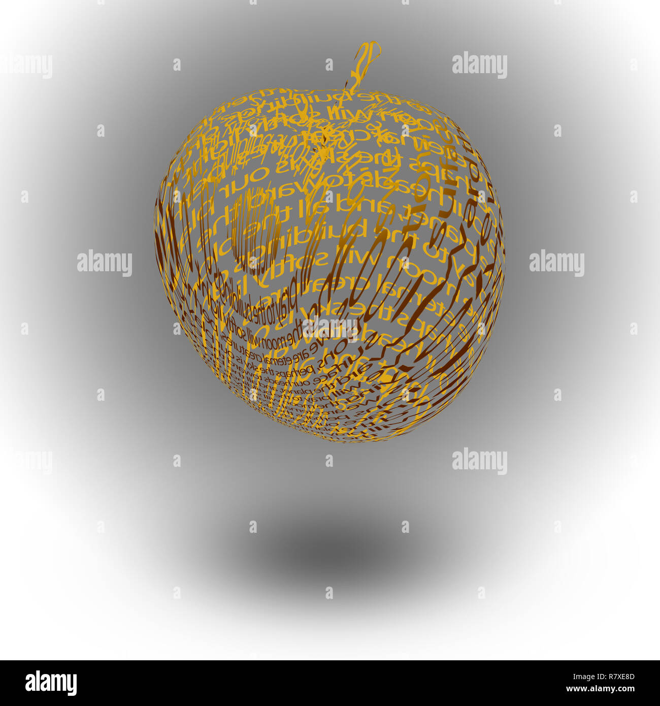 3D rendered Apple. Lines of words Stock Photo - Alamy