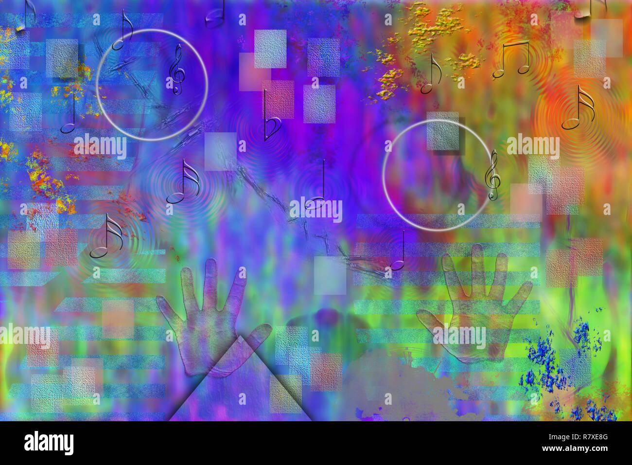 Colorful abstract with music notes Stock Photo - Alamy