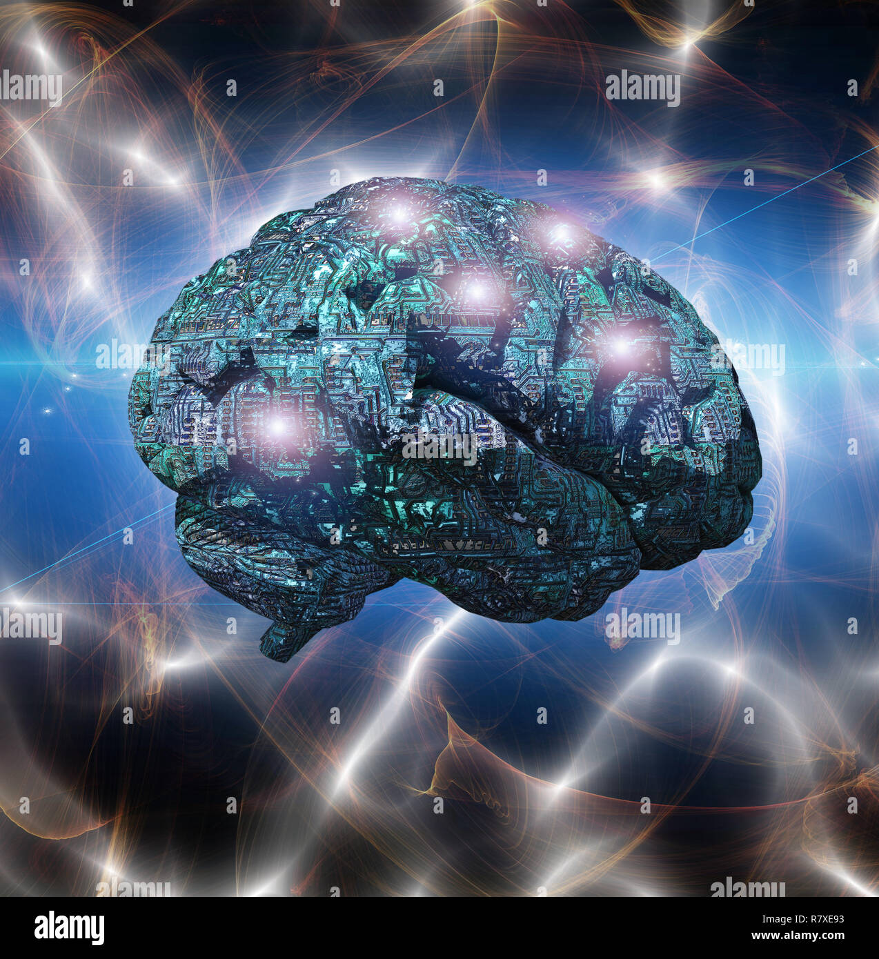 Glowing lights on circuit board hi-res stock photography and images - Alamy