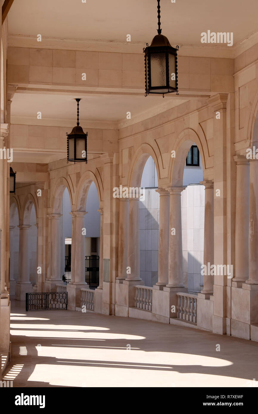 Hallway in the Shrine of Fatima with interesting light and shadows ...
