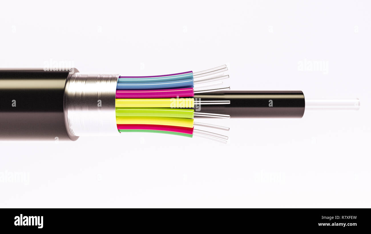 Fiber optical cable detail - Highspeed cable - 3D Rendering Stock Photo ...