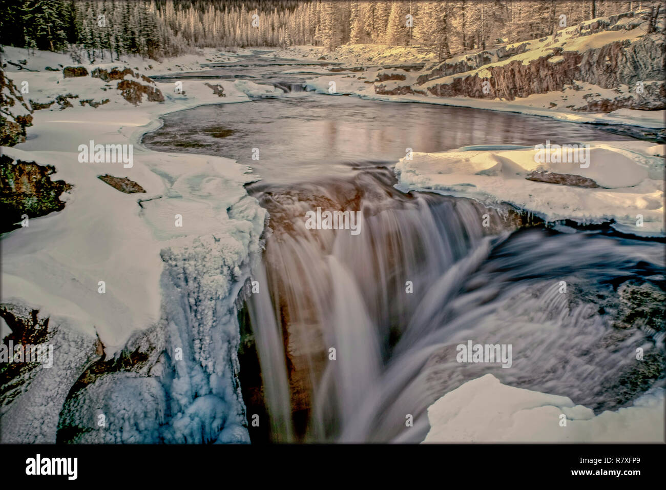 Infrared photo done with an infrared sensor camera of the Elbow Falls ...