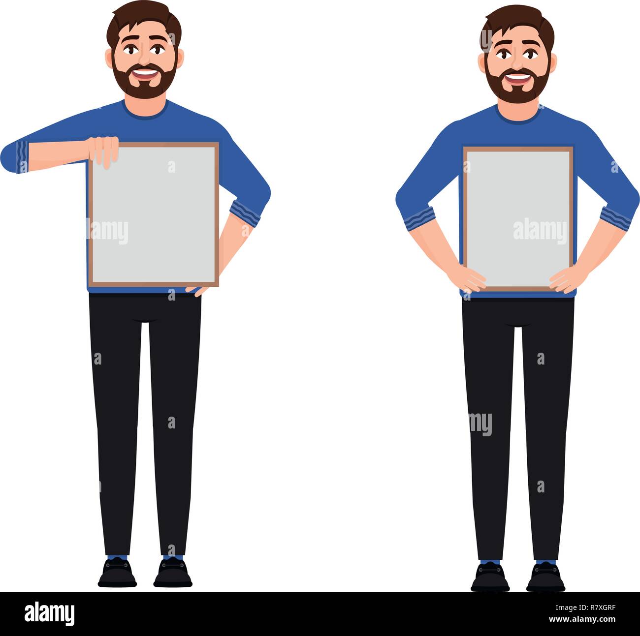 Man holding a poster vector illustration Stock Vector Image & Art - Alamy