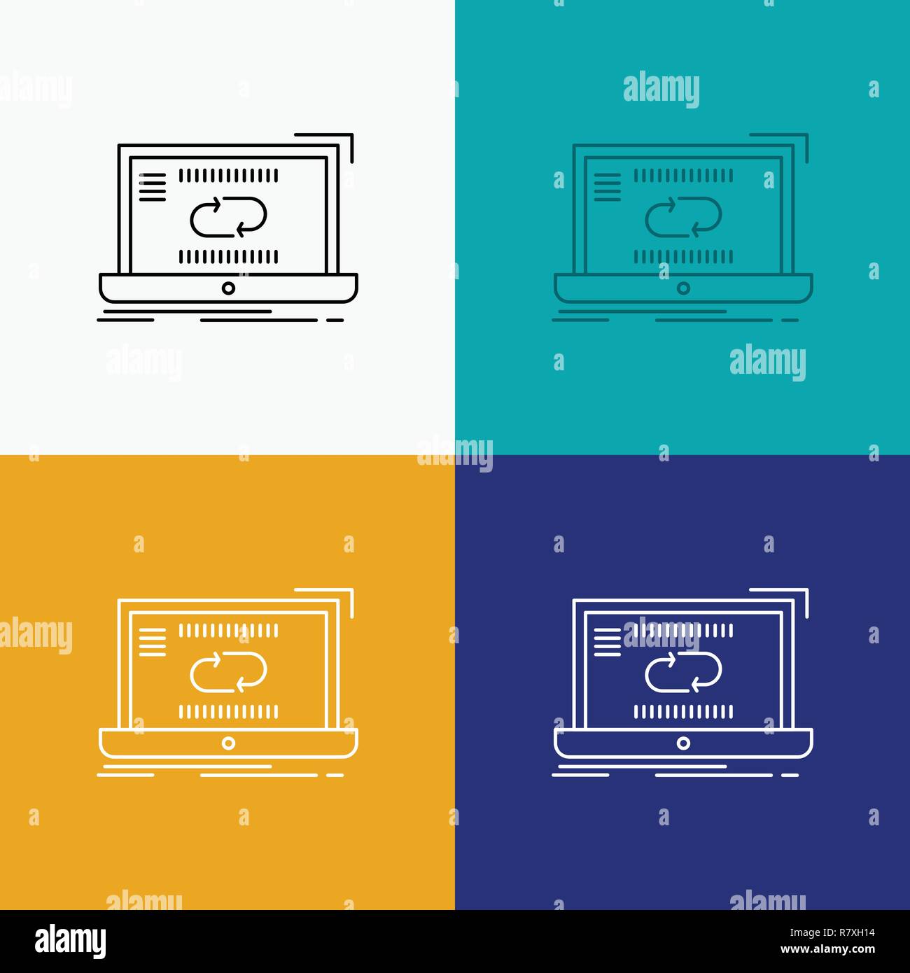 Communication Connection Link Sync Synchronization Icon Over Various Background Line Style