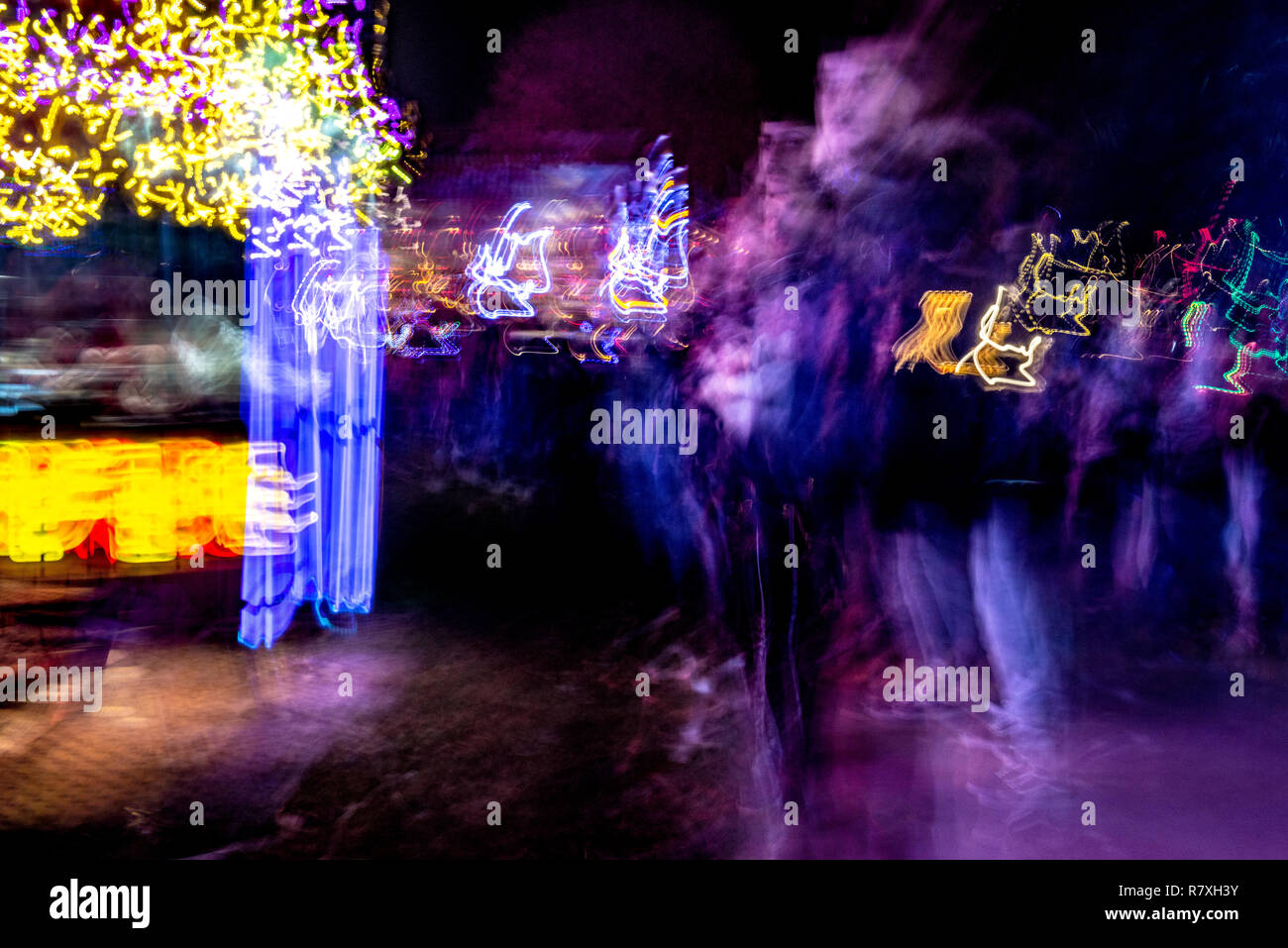 Long Exposure People Of People In Fairground Stock Photo - Alamy