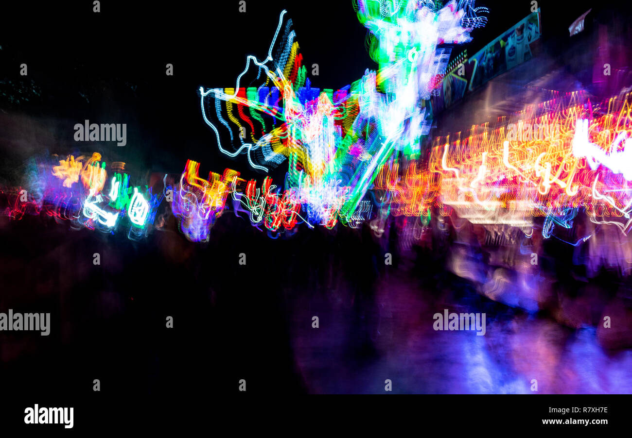 Long Exposure People Of People In Fairground Stock Photo - Alamy