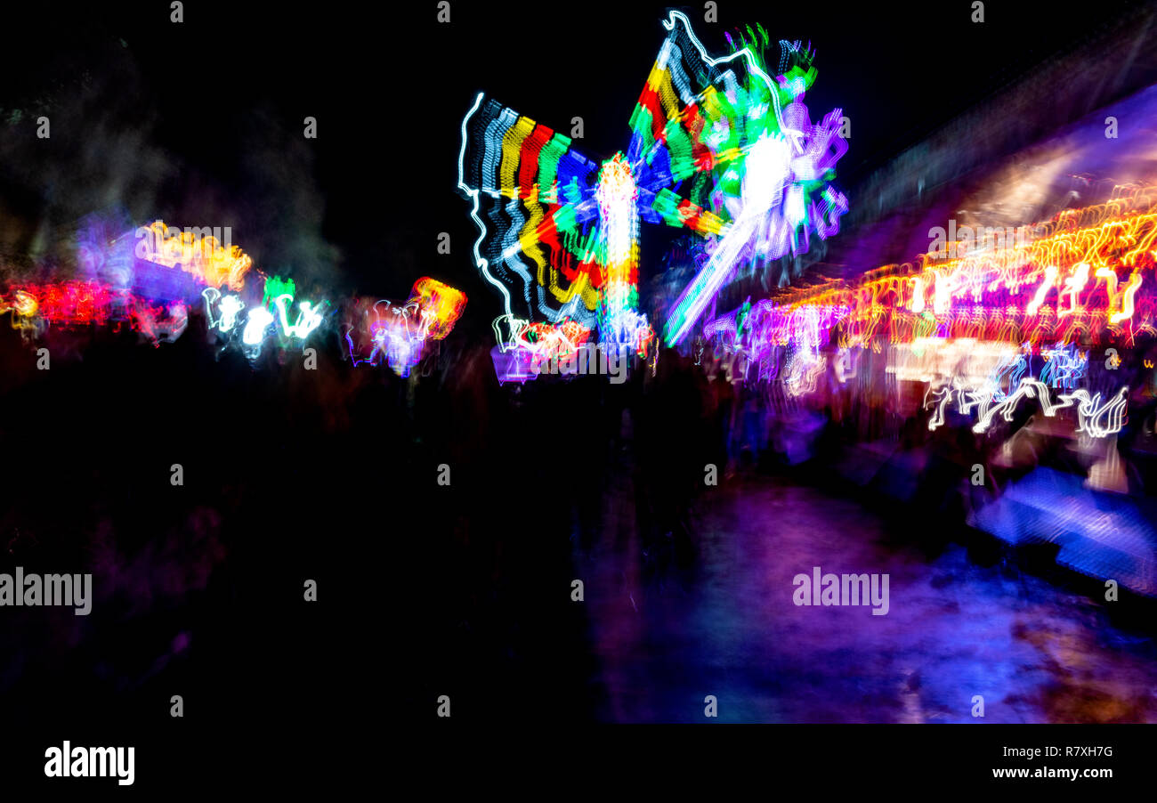 Long Exposure People Of People In Fairground Stock Photo - Alamy