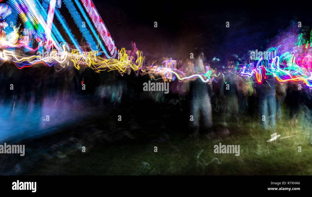 Long Exposure People Of People In Fairground Stock Photo - Alamy