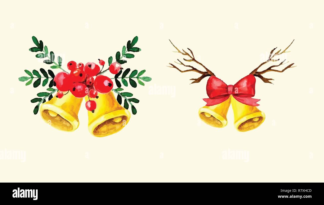 Christmas bells. Watercolor illustration Stock Vector Image & Art - Alamy