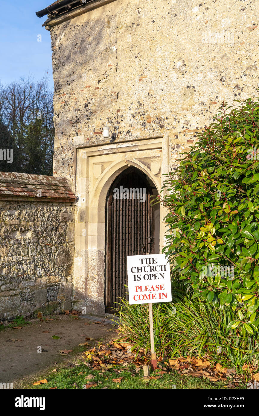 Church open sign Stock Photo - Alamy