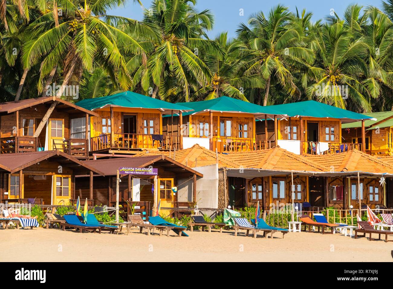 India, Goa, Agonda beach, bungalows along the beach Stock Photo - Alamy