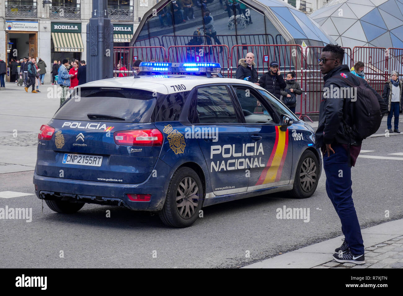 Police patrols old district of Madrid, Spain Stock Photo - Alamy