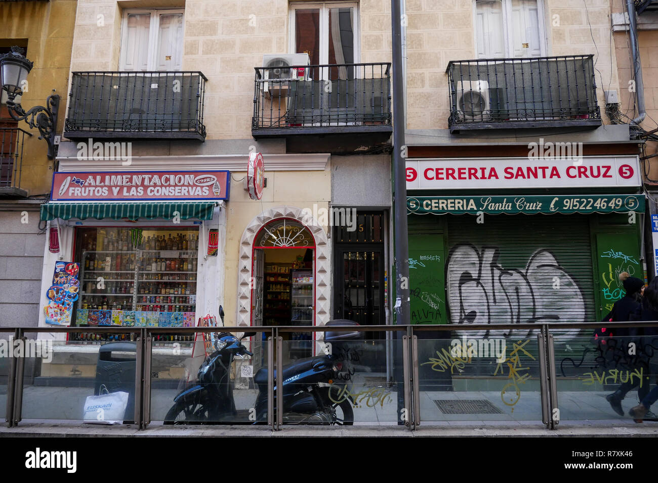 Small shops in the old distict of Madrid, Santa Cruz square - Plaza de ...