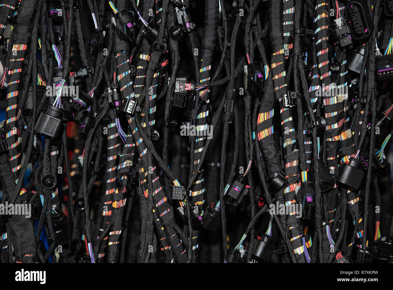 Wiring harnesses for vehicles, automotive industry, manufacturing Stock ...