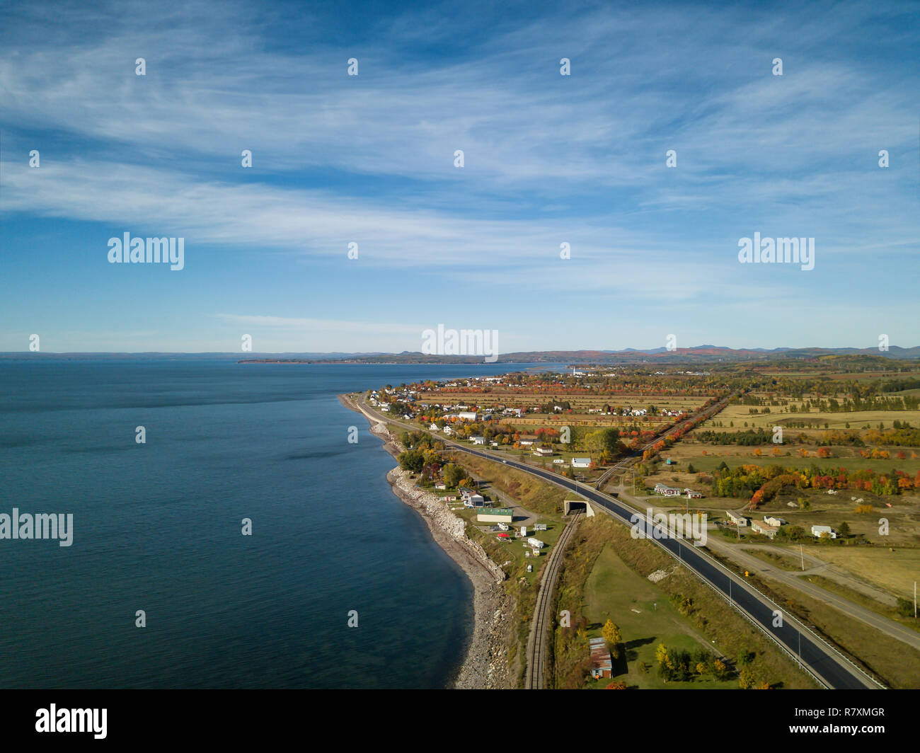 Aerial view of the Atlantic Ocean Coast during a sunny morning. Taken ...