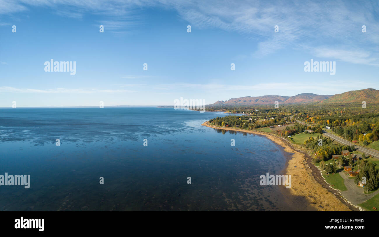 Aerial panoramic view of the Atlantic Ocean Coast during a sunny ...