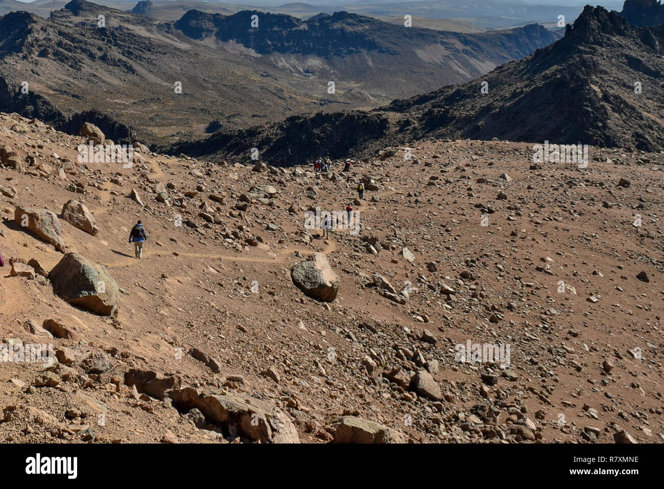 The volcanic rock formations above the clouds at Mount Kenya, Mount ...