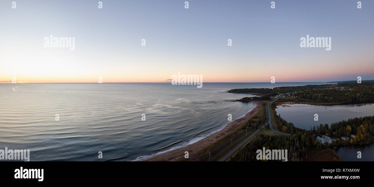 Aerial panoramic view of a Beautiful Sandy Beach on the Atlantic Ocean ...