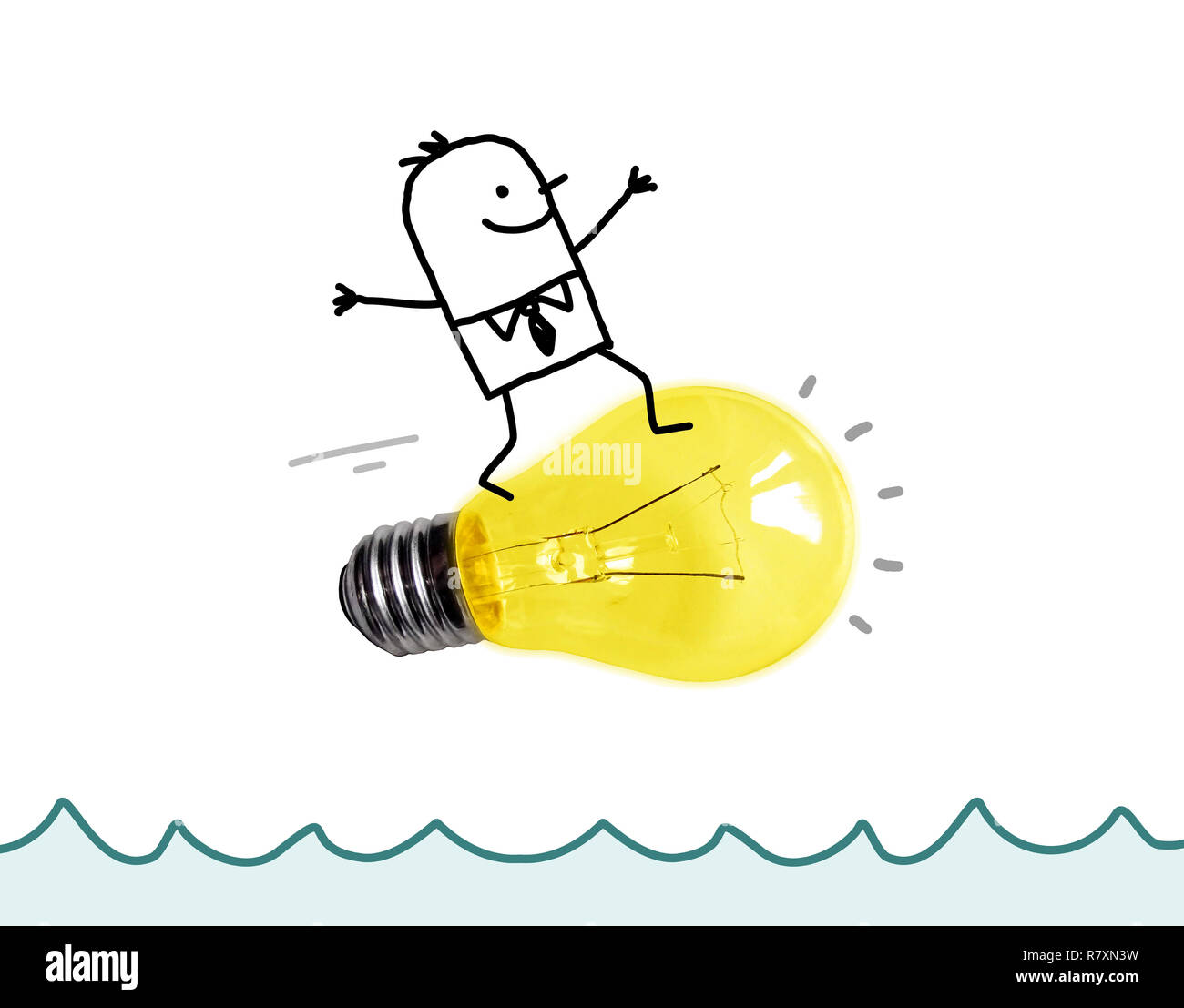 Business Man Cartoon Bulb Idea High Resolution Stock Photography and ...